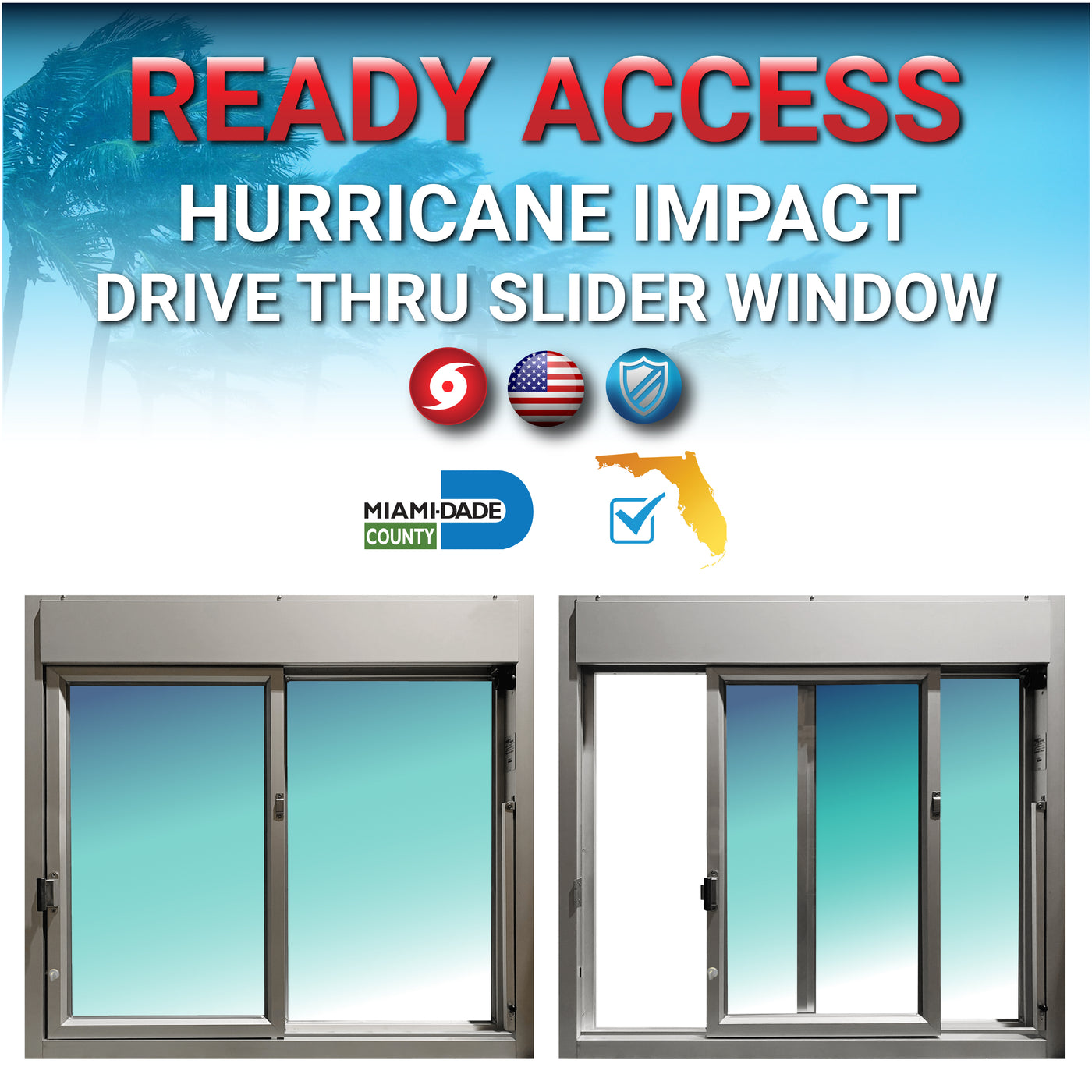 Ready Access 600 Hurricane Impact Resistant Self Closing Drive-Thru Sl ...