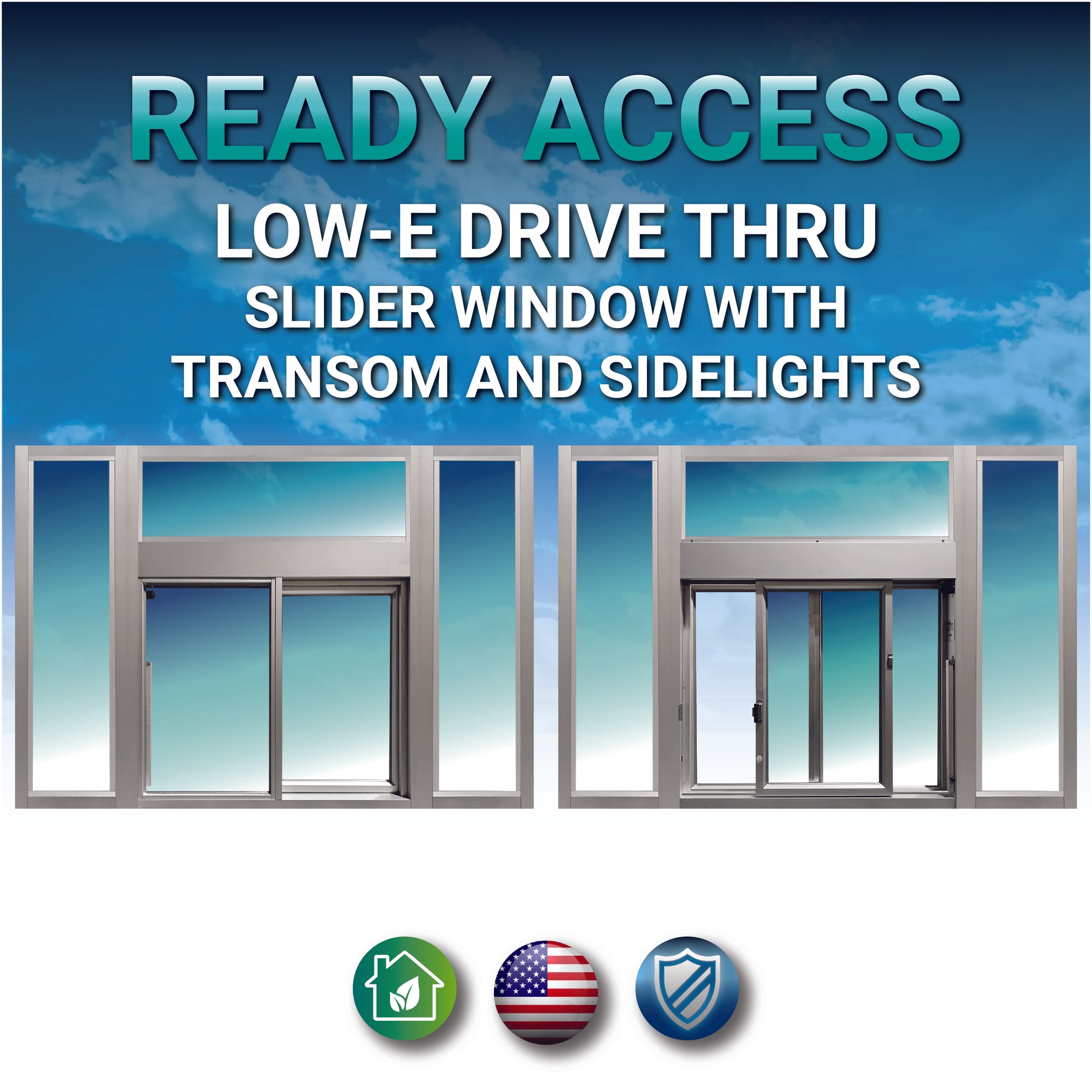 Ready Access 600 Self Closing Drive-Thru Slider Window with Transom an ...