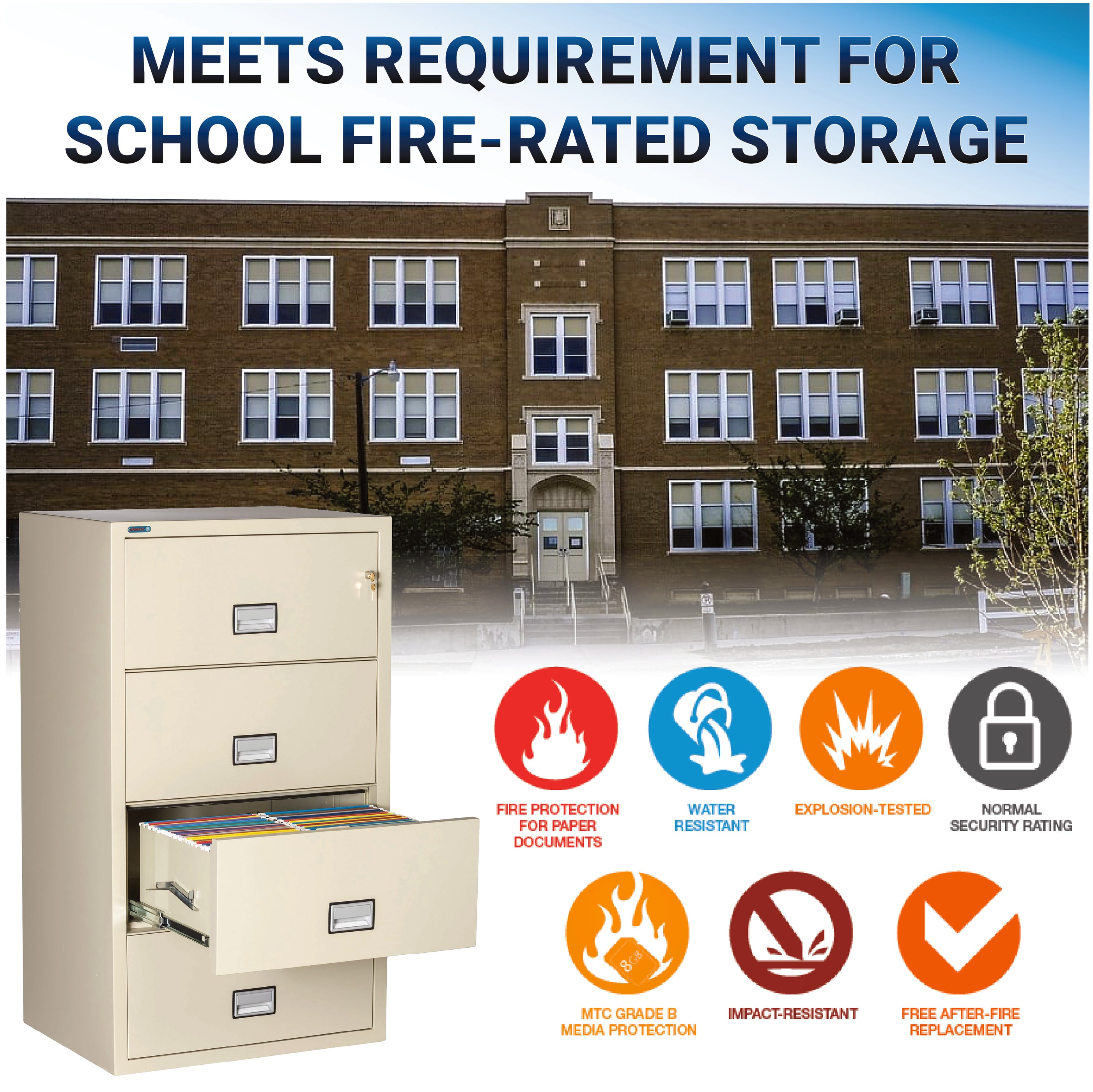 Phoenix Fire-Resistant 1-Hour Fire-Rated Lateral File Cabinet | Legal ...