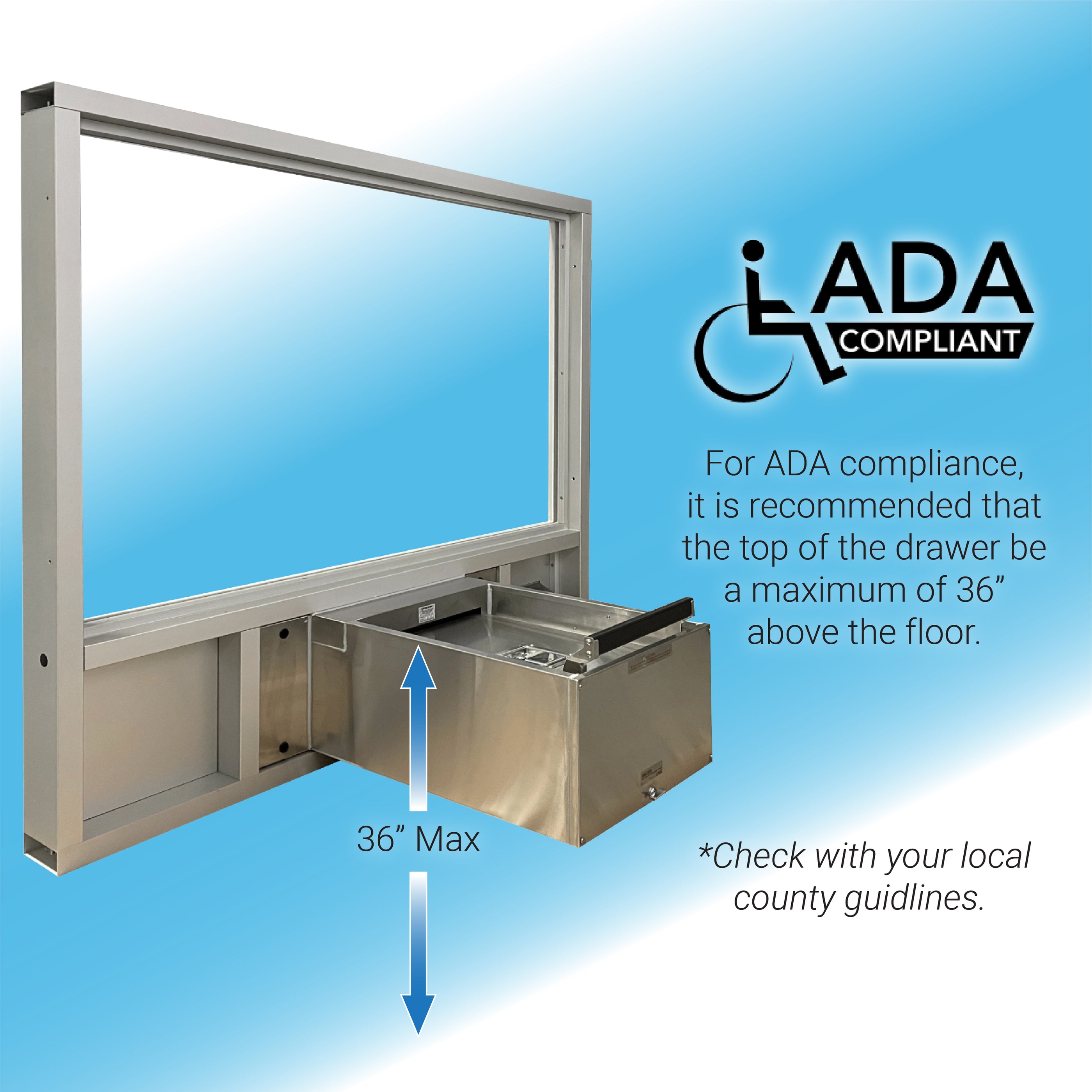 Large Transfer Drive-thru Transaction Window Station | 32-1/4" (W) x 49 ...