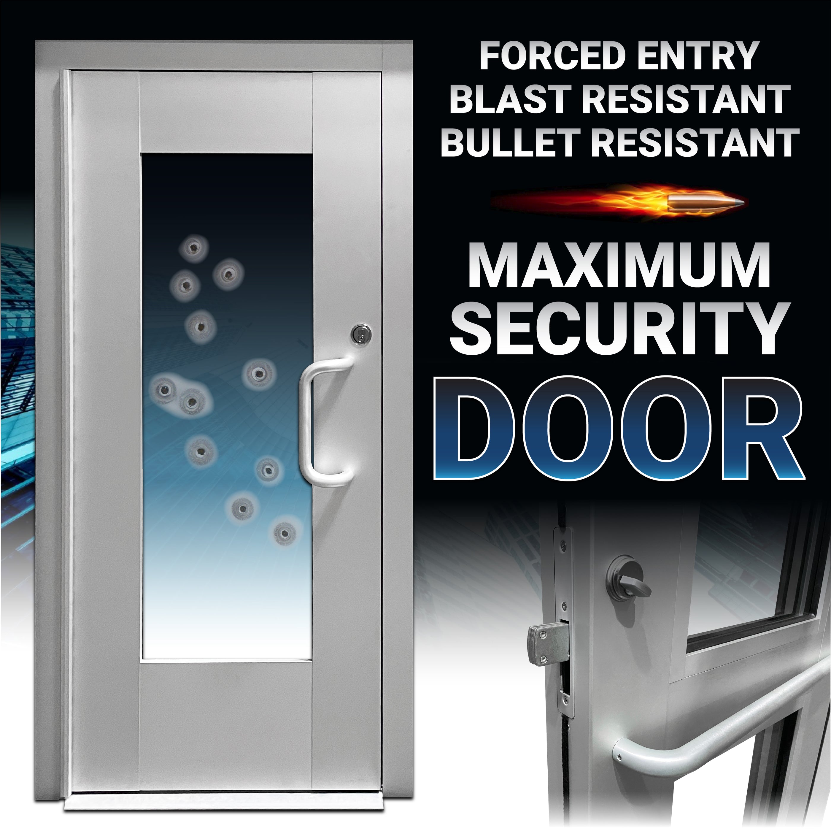 Bullet Resistant Aluminum Exterior Door with Multiple Window Options ...